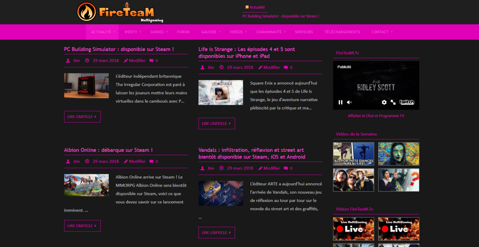 FireTeaM : Vers un nouveau design, nouvelle couleur ! - FireTeaM.Fr