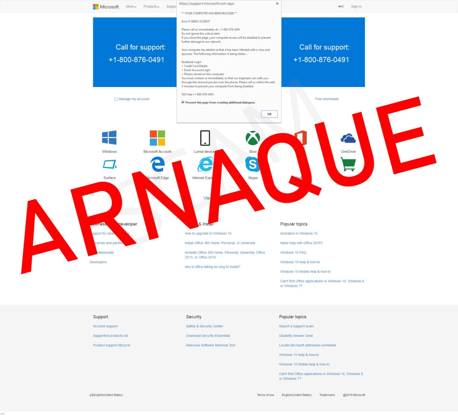 ARNAQUE au Message de Microsoft, Attention !!! N’appelez jamais ...